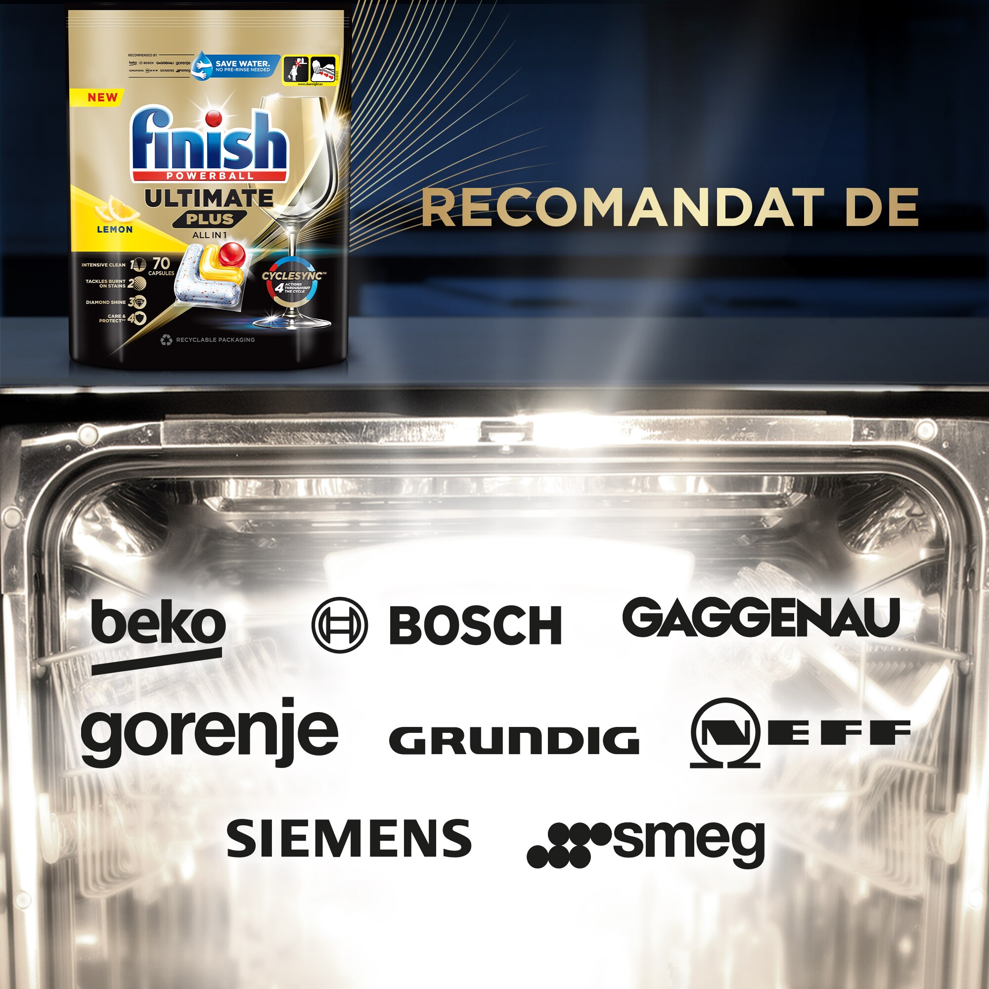 Detergent capsule pentru masina de spalat vase Finish Ultimate Plus ...