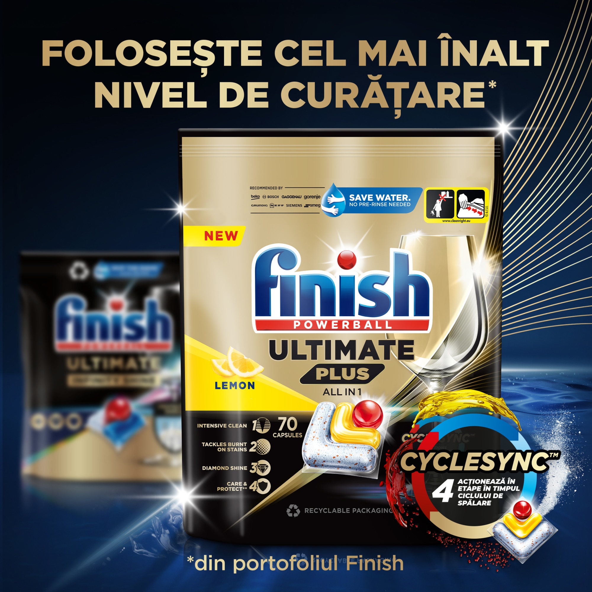 Detergent capsule pentru masina de spalat vase Finish Ultimate Plus ...