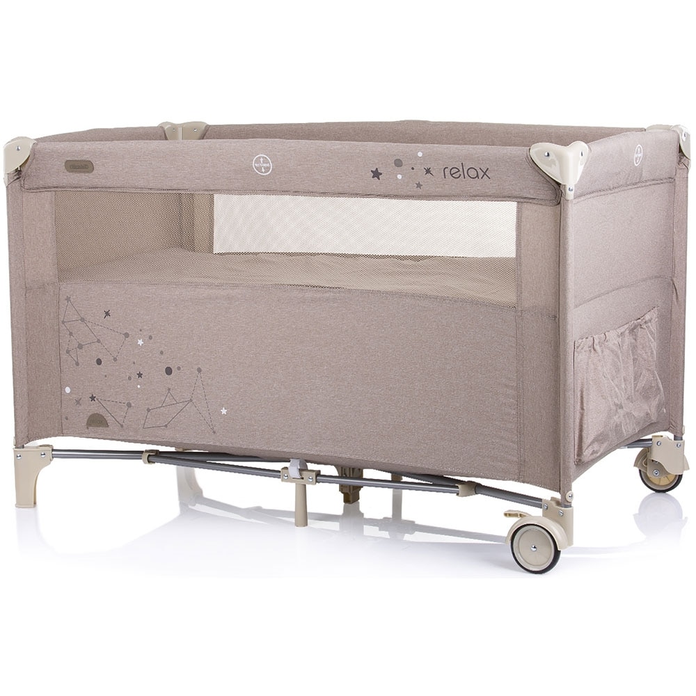Patut pliabil Chipolino Relax sand linen cu laterala culisanta - eMAG.ro