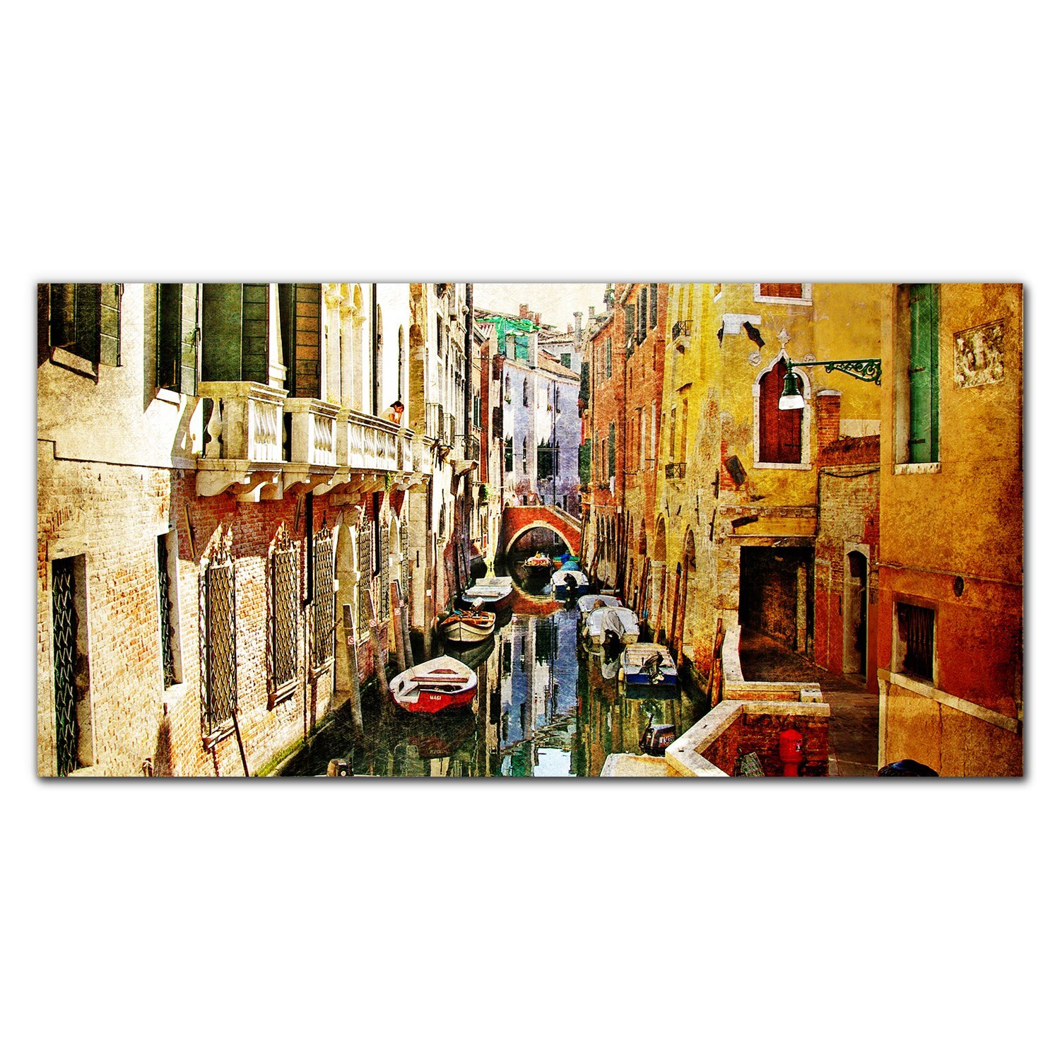 Картина на платно, Coloray, Дървена рамка, Картини Градски сгради Речни ...