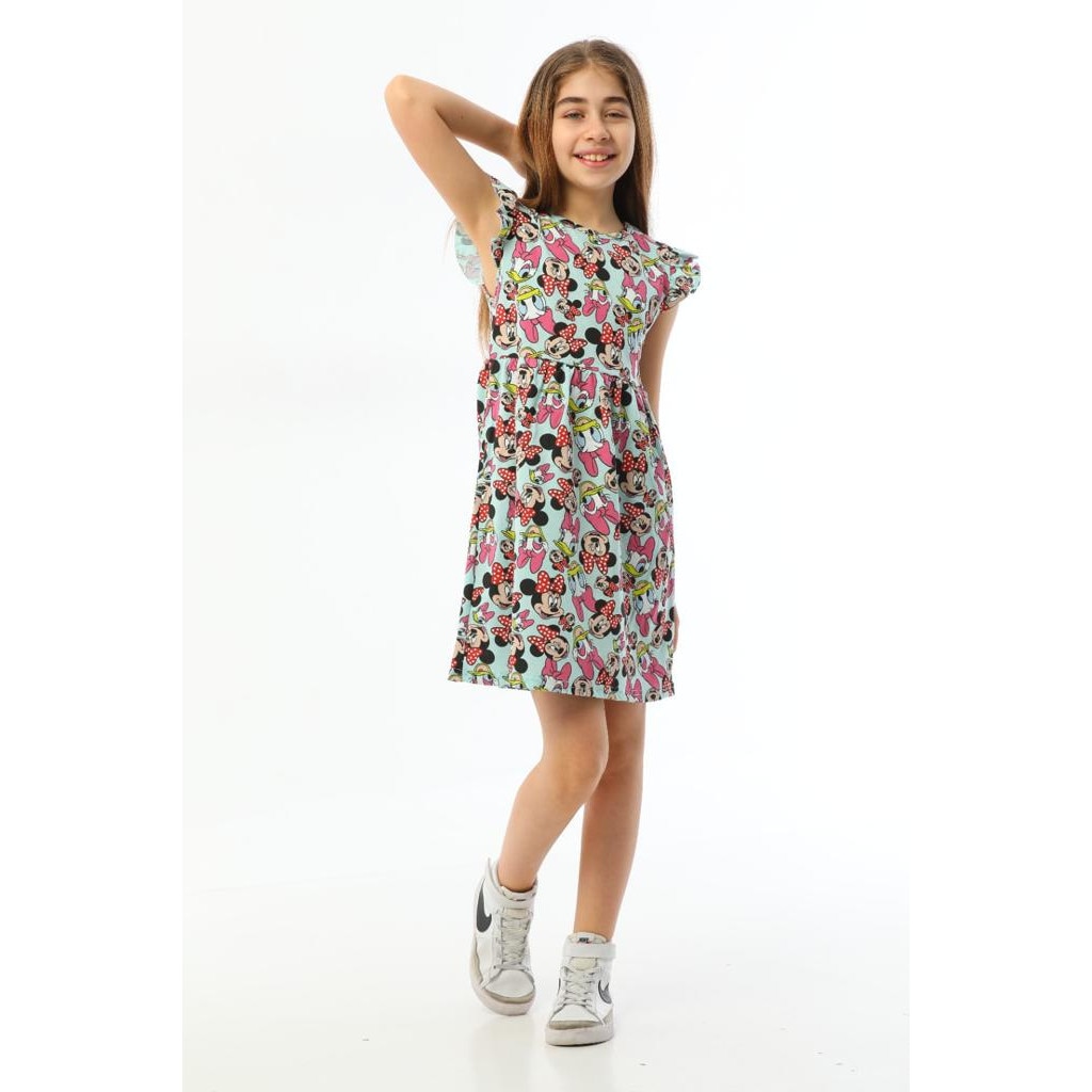 Rochie cu maneci scurte si imprimeu cu desene animate, Albastru, 10 Ani ...