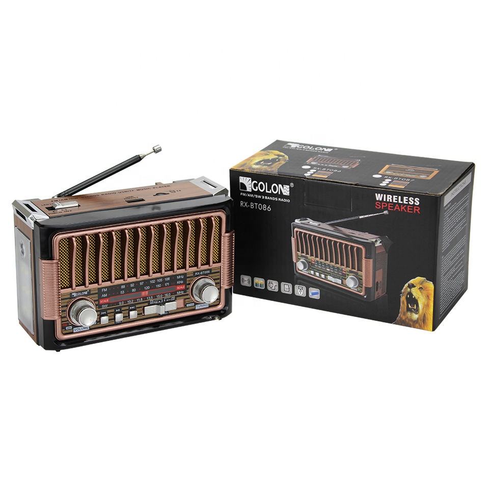 Radio Retro Portabil 2in1 TNS®, Lanterna, Bluetooth, USB, Aux, Card SD ...
