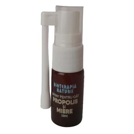 Spray pentru gat, Bioterapia Naturii, propolis si miere,10ml - eMAG.ro