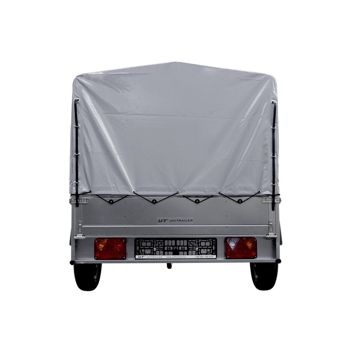 Remorca transport utilaje, UNITRAILER, 200x125 cm, Cu prelata gri si ...