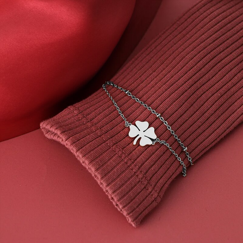 Bratara dama, dublata, model lucky, pandantiv trifoi norocos, cu ...