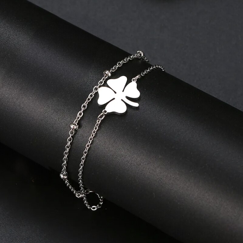 Bratara dama, dublata, model lucky, pandantiv trifoi norocos, cu ...