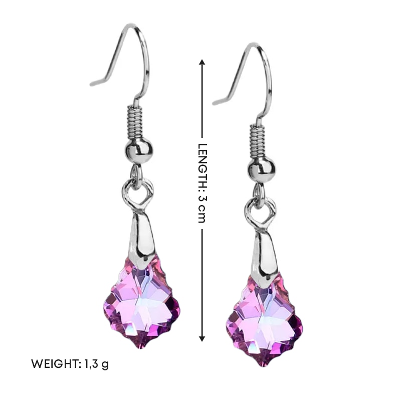 Cercei dama, model simfonie de cristal, frunza, roz, EFAYN - eMAG.ro