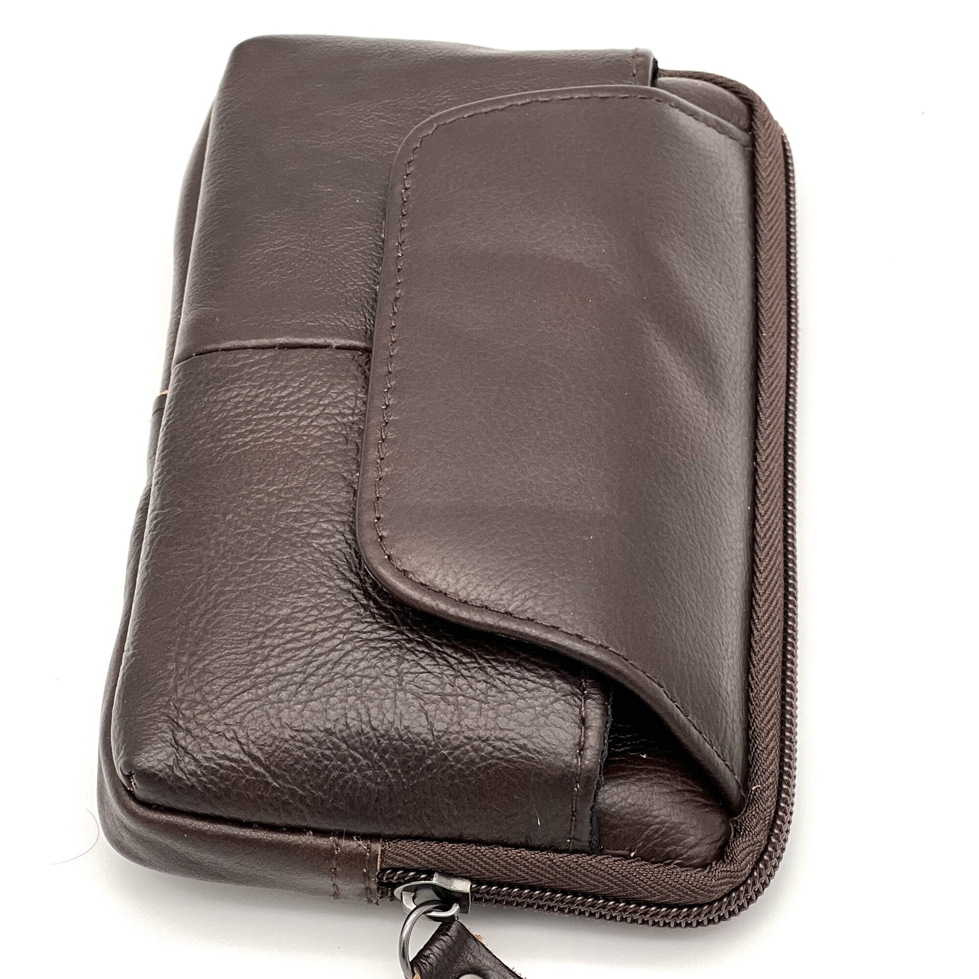 Toc pentru telefon pana la 6.5'', Maro, Prindere Curea, Piele Naturala ...
