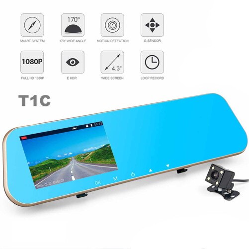 iUni Dash M55i visszapillantó tükör autós kamera, Full HD, 170 fok ...