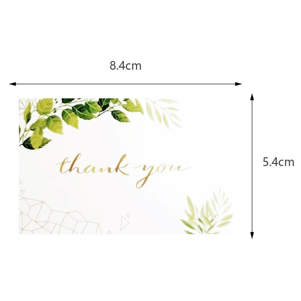 Set 20 de mini felicitari de multumire, Thank You, culoare alb cu verde ...