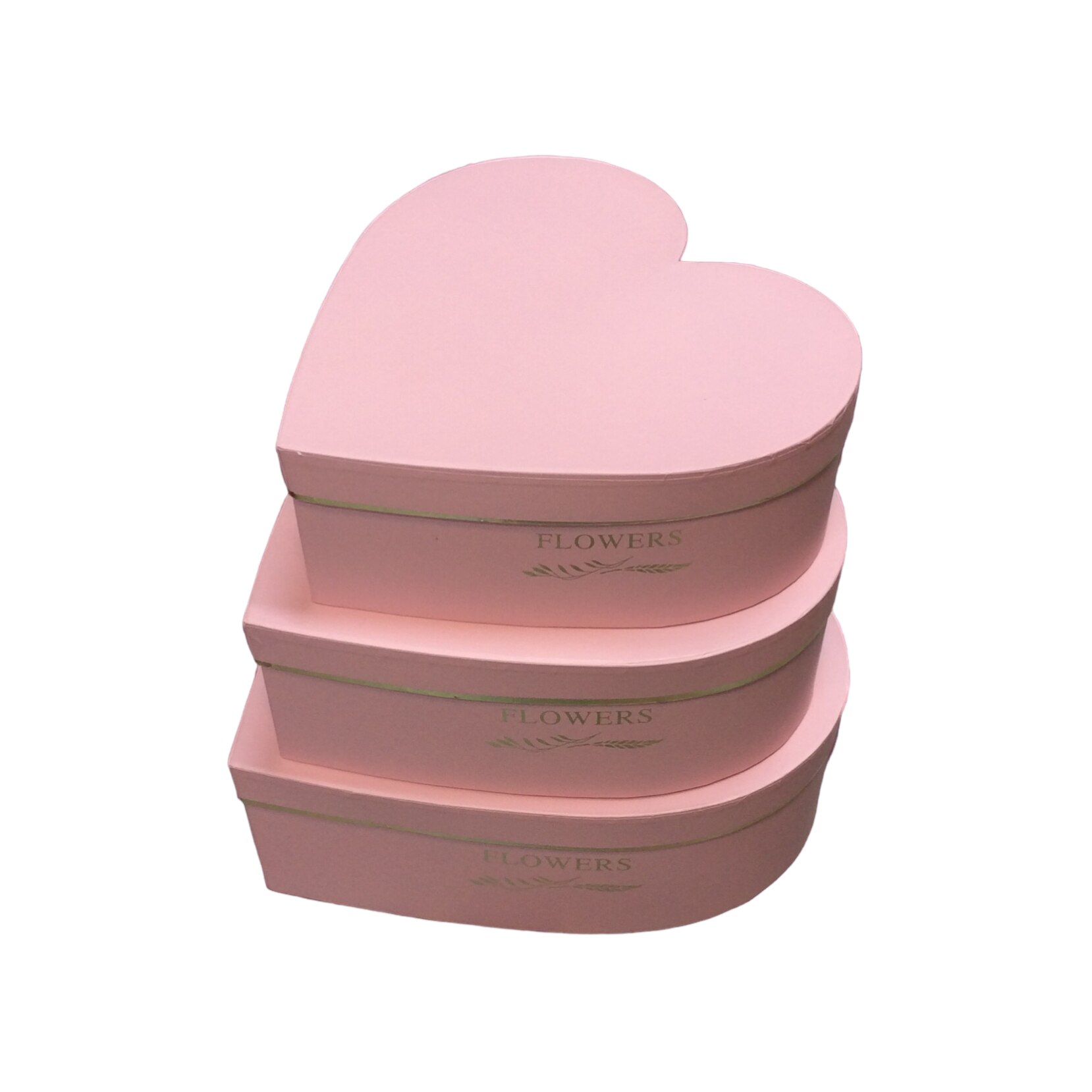 Set 3 cutii in forma de inima, Flowers, roz, 865g - eMAG.ro