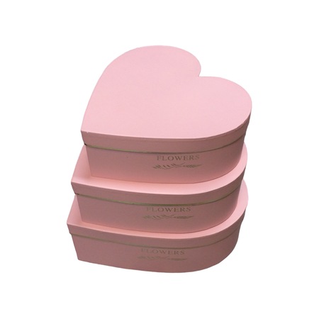 Set 3 cutii in forma de inima, Flowers, roz, 865g - eMAG.ro