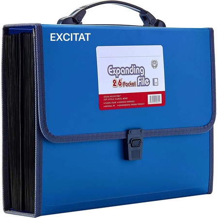 Clasor, Excitat, Plastic, A4, 26 Spatii depozitare, Albastru - eMAG.ro