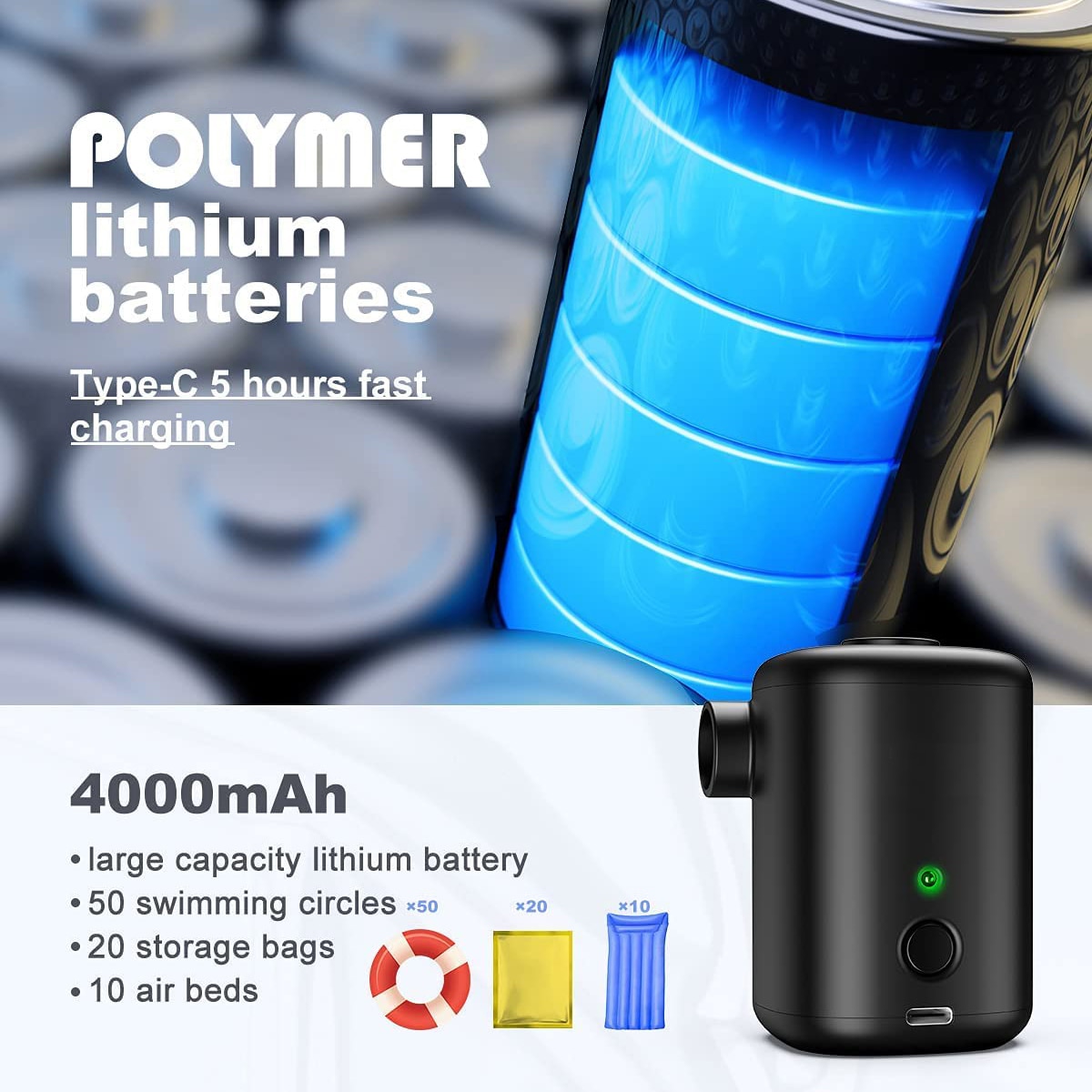 Pompa de aer electrica, 4 in 1 pentru umflat/dezumflat saltele ...