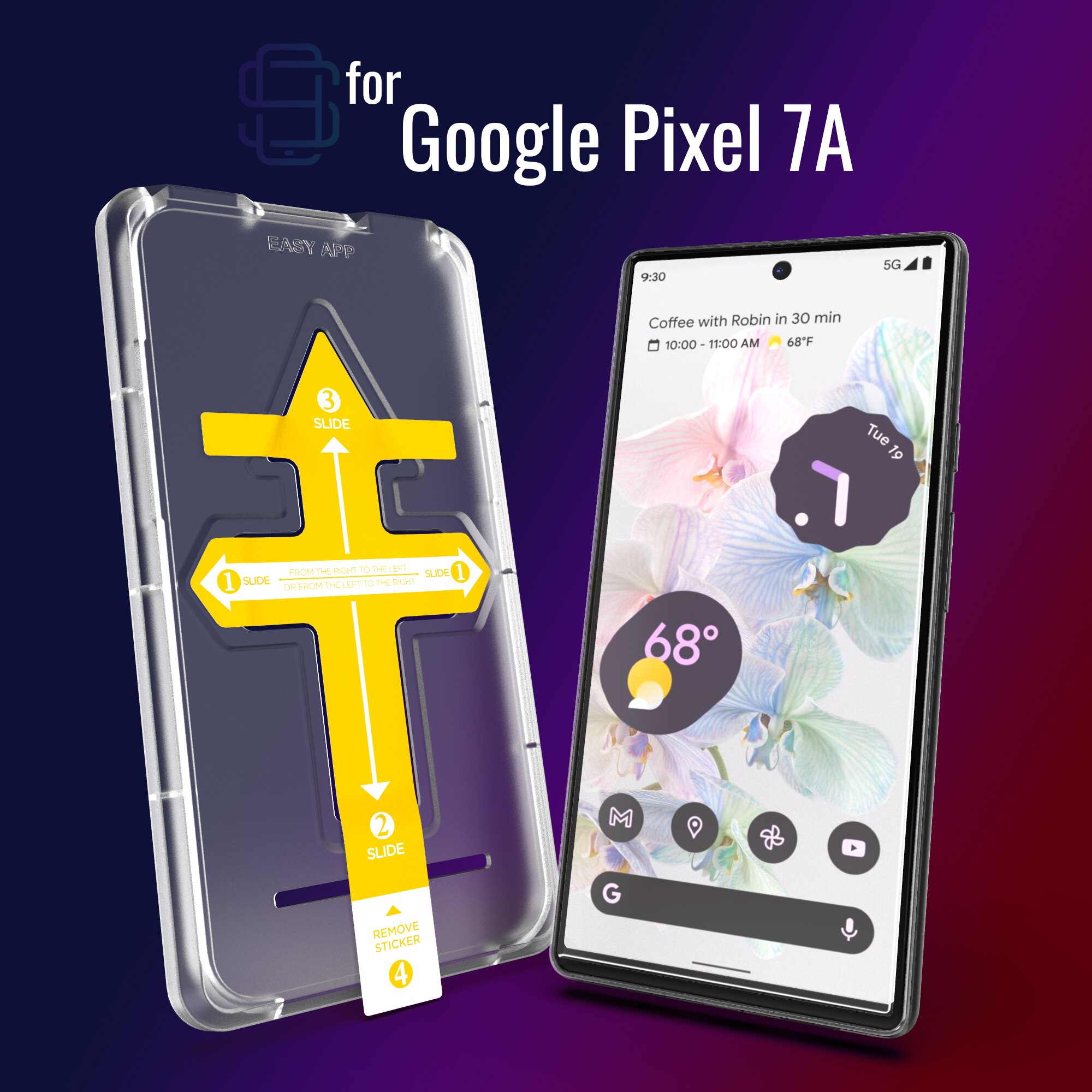 Set 2 Folii sticla compatibil cu Google Pixel 7A, DefenSlim, instalare ...
