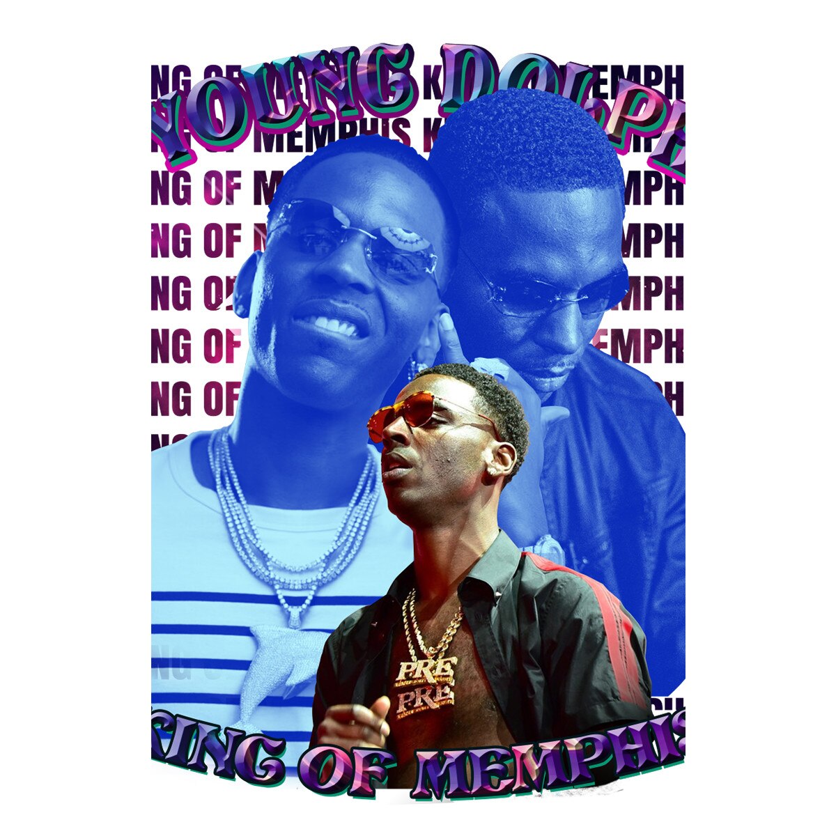 Sticker decorativ perete, Young Dolph King of Memphis model 2, lungime ...