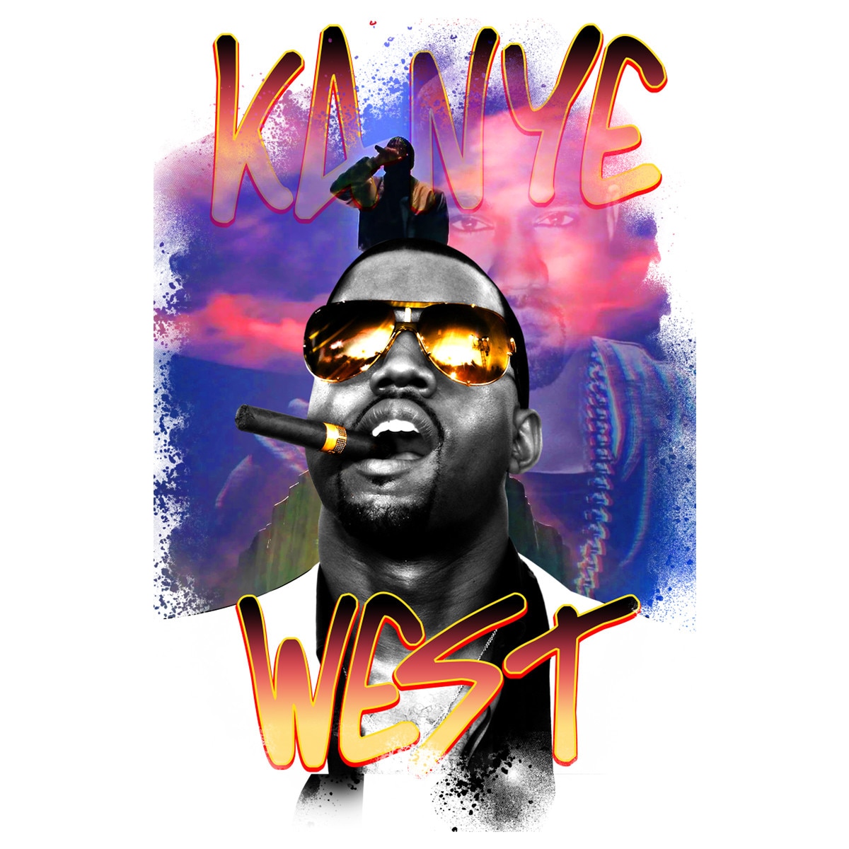 Sticker decorativ perete, Kanye West, lungime 30 cm - eMAG.ro