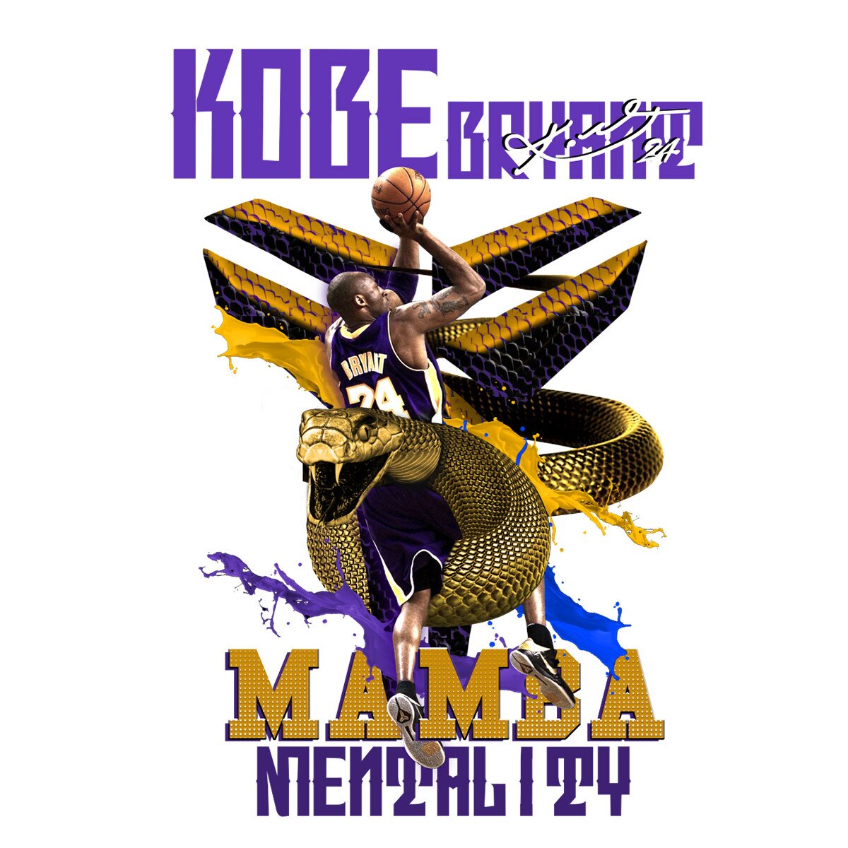 Sticker decorativ perete, Kobe Bryant Mamba mentality, lungime 30 cm ...