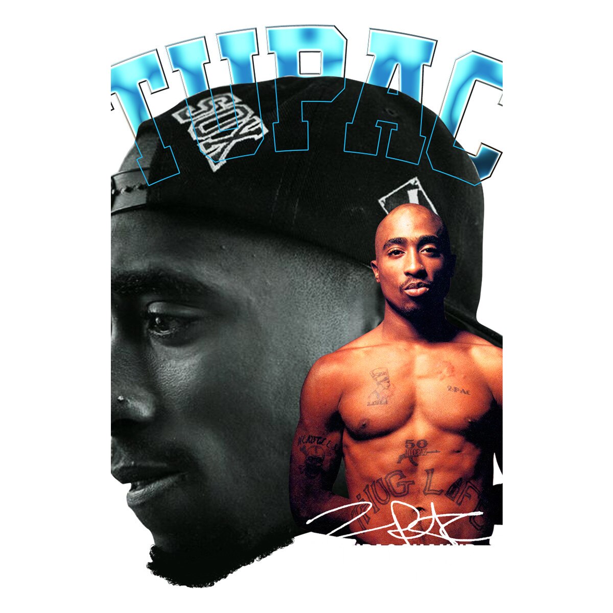 Sticker decorativ perete, Tupac Shakur 1971-1996, lungime 30 cm - eMAG.ro