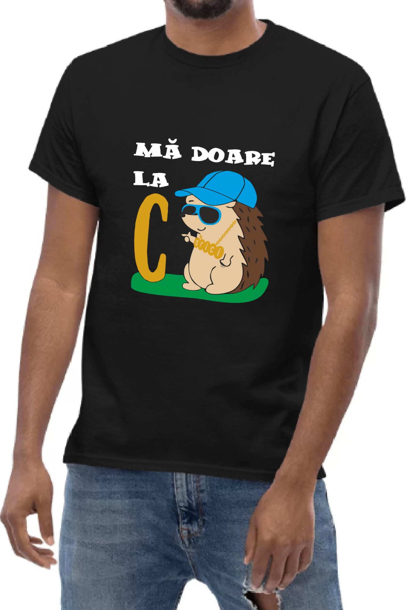 Tricou barbati, "Ma doare la C' Arici", Negru, M - eMAG.ro