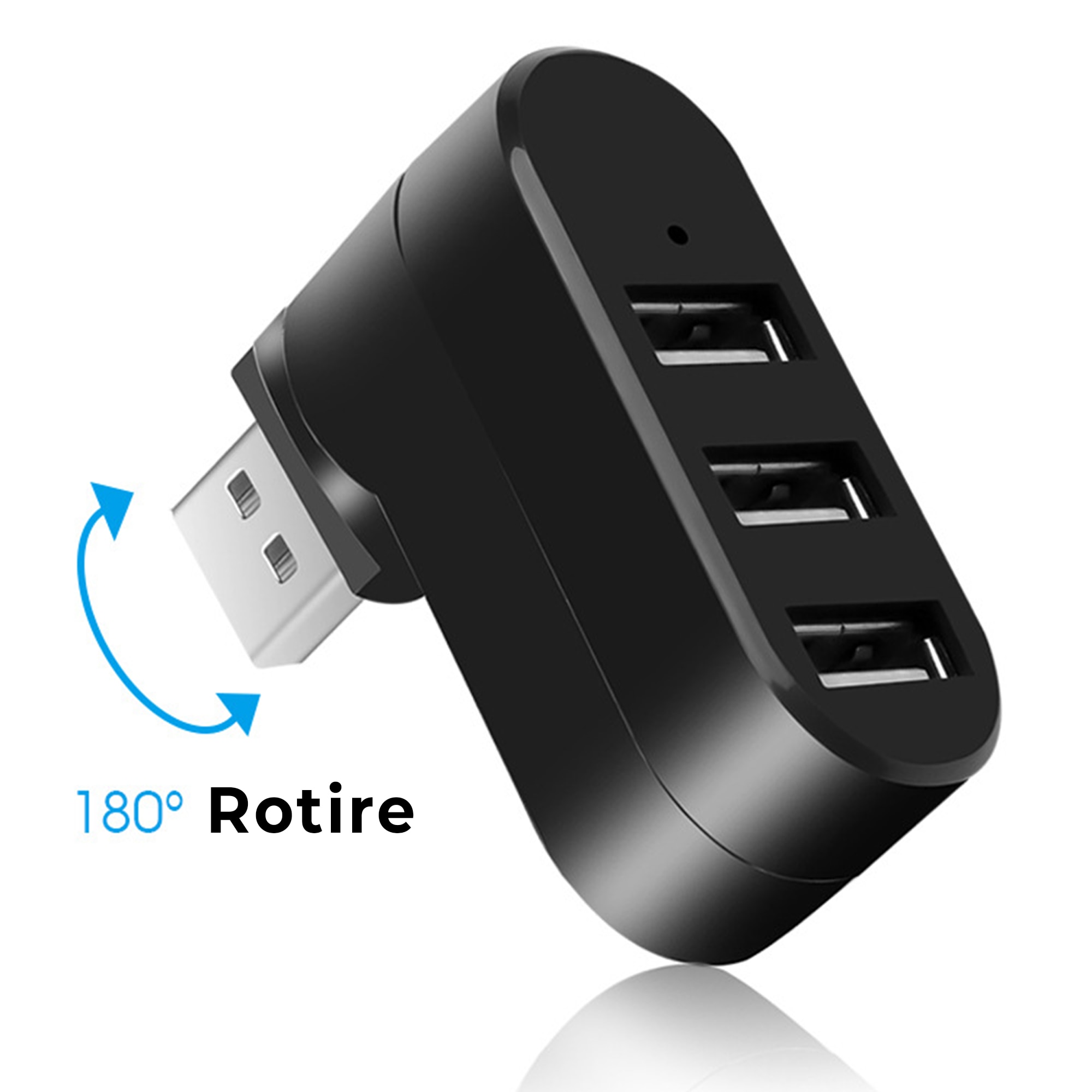 Hub USB extern 3 in 1, Rotativ 180 grade, Adaptor cu 3 porturi, USB 3.0 ...