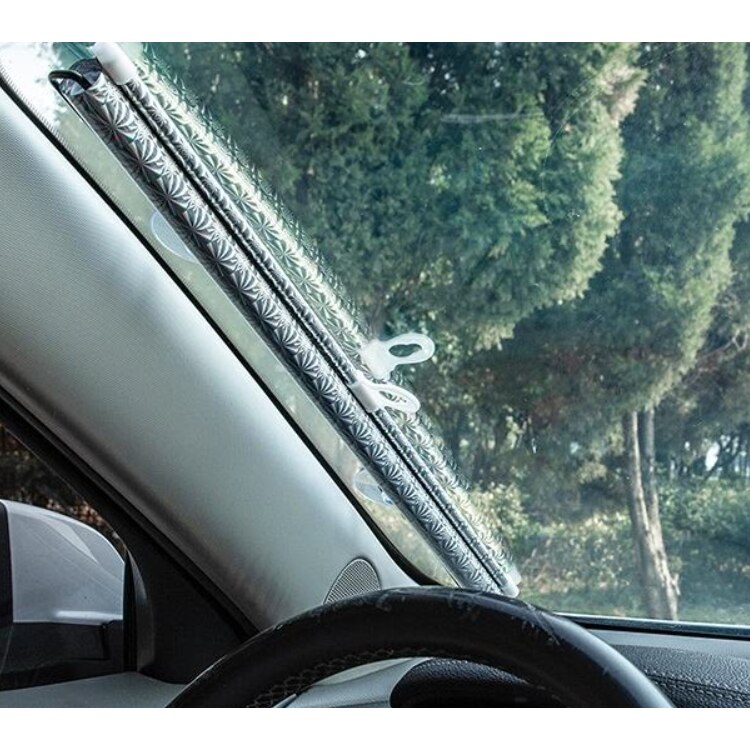 Parasolar auto cu ventuze, retractabil, argintiu, 68 cm x 125 cm ...