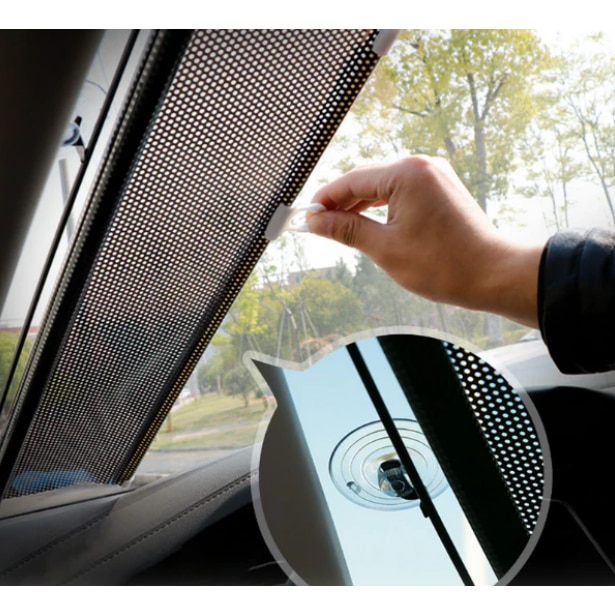 Parasolar auto retractabil cu 3 ventuze retractabil negru 68 cm x 125 ...