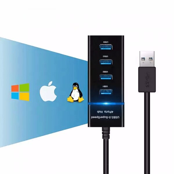 Hub USB 3.0 cu 4 porturi, superspeed, USB 3.0 tata la 1 x USB 3.0 mama ...