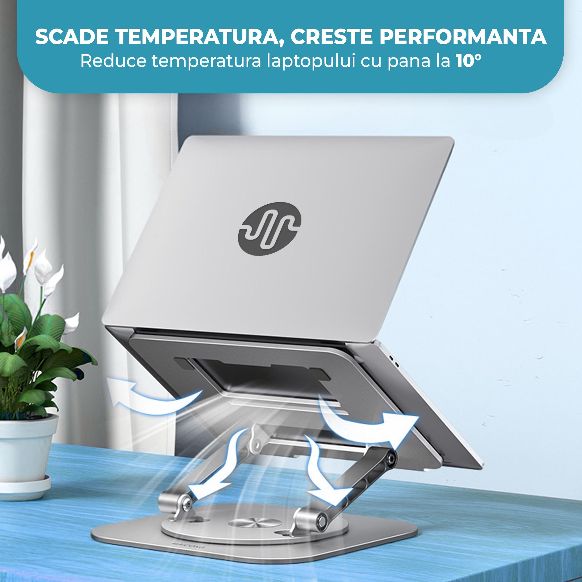 Suport laptop PadForce®, 9-17" inch, Rotire 360°, Ajustabil, Portabil ...