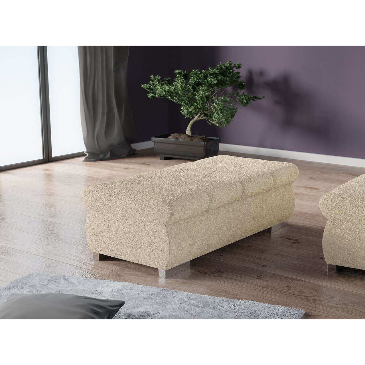 Taburet mare Herkules, MIRJAN 24, Bej, 120x60x39 cm - eMAG.ro