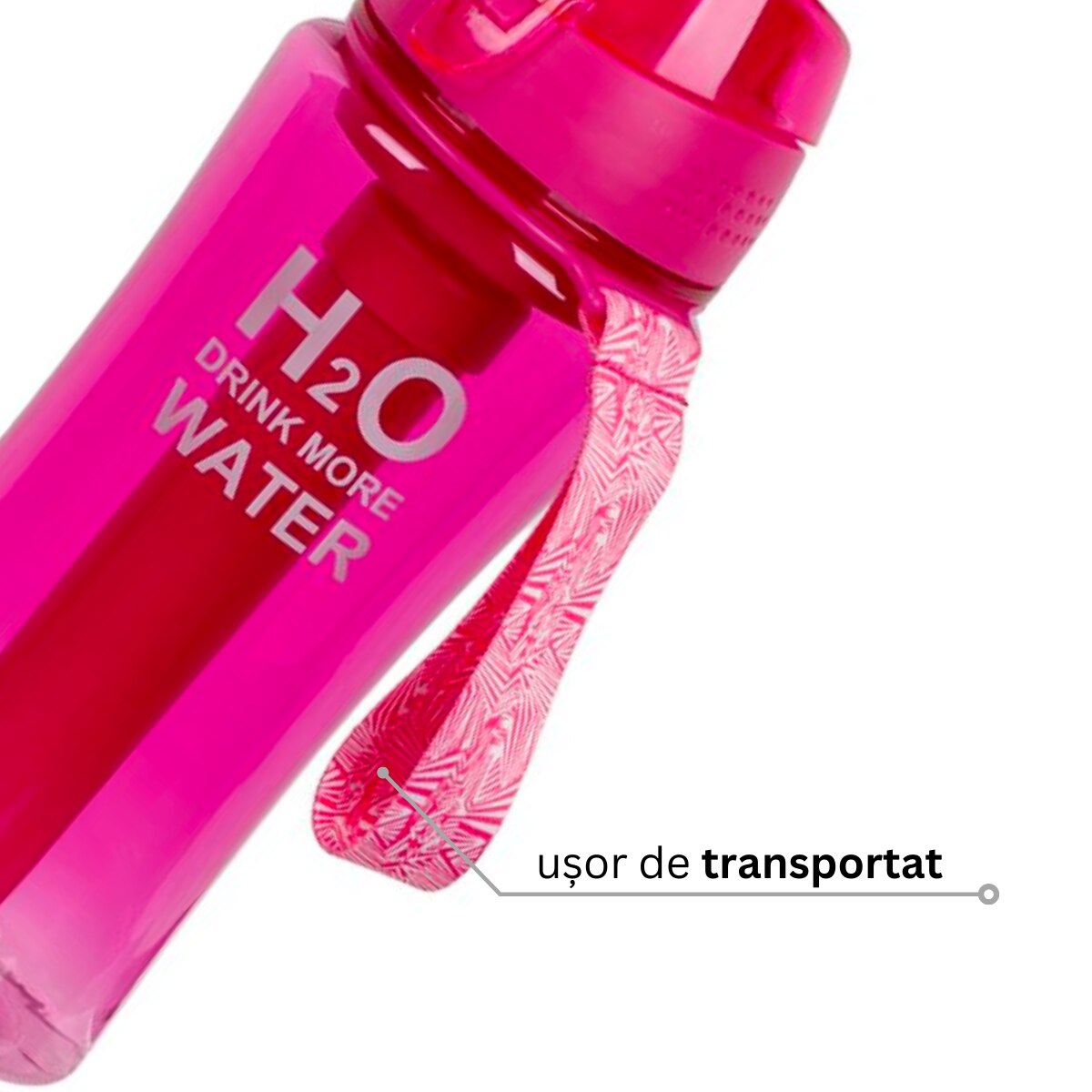 Sticla cu tub de gheata, pentru apa, Roz, 480 ml - eMAG.ro
