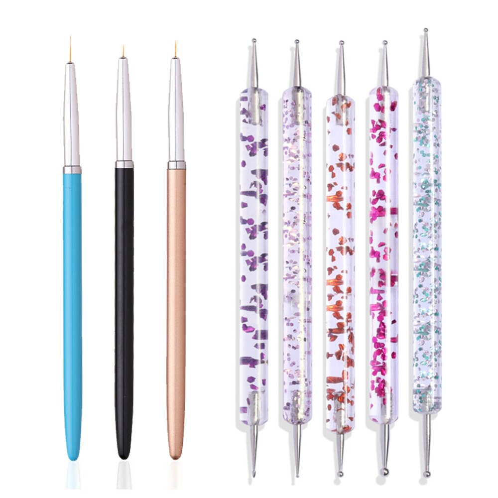 Set pixuri de punctat si pixuri pentru arta unghiilor, Multicolor - eMAG.ro