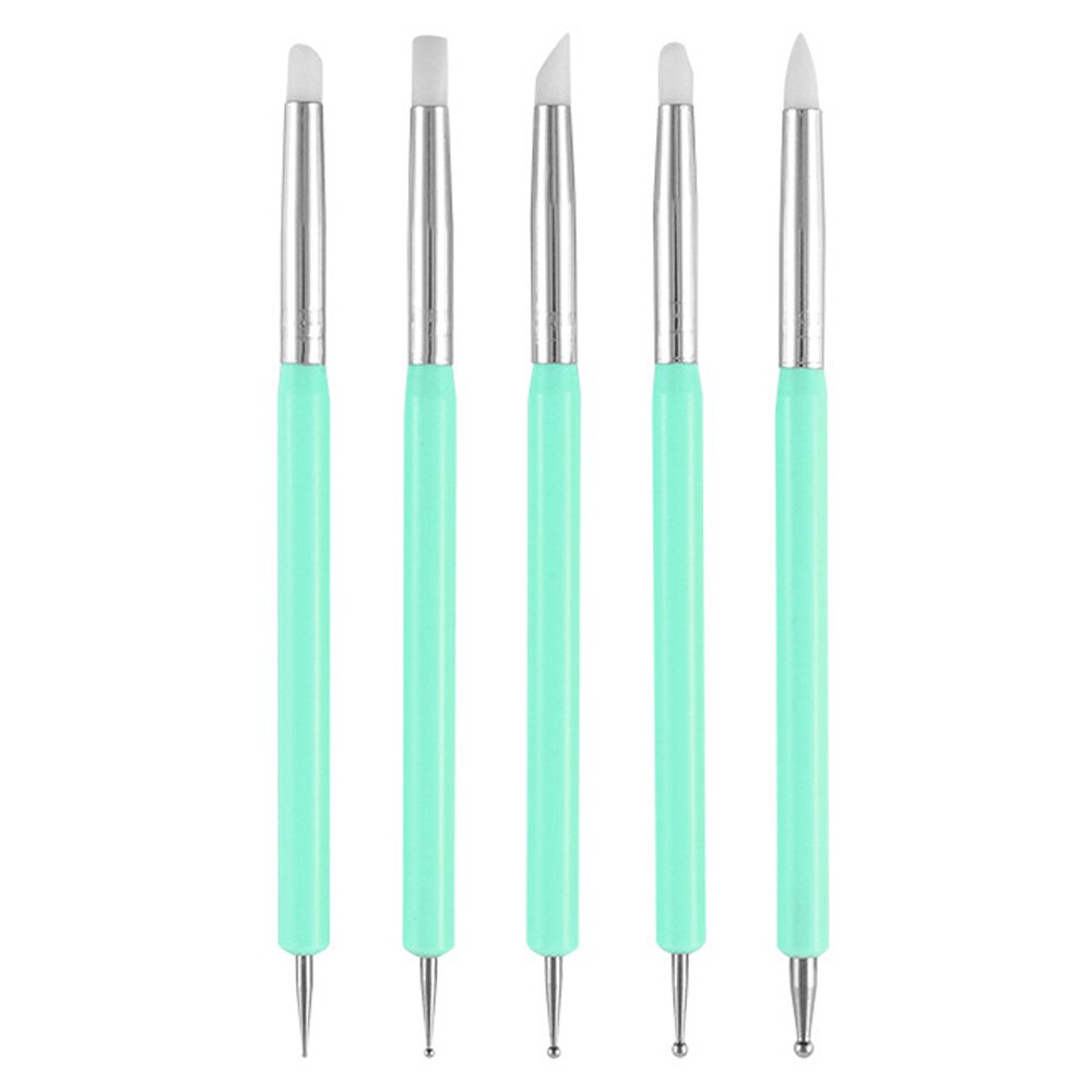 Set 5 instrumente unghii, Diferite dimensiuni, Cu perii din silicon ...