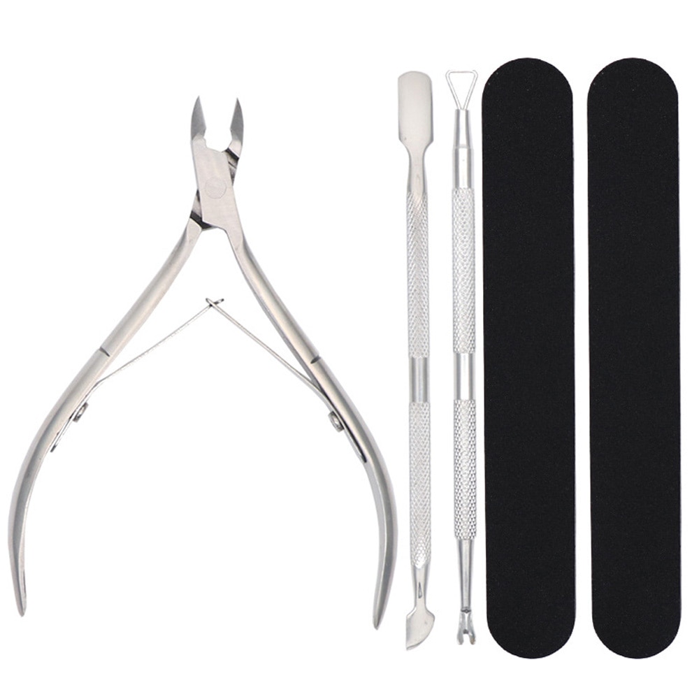 Set 5 instrumente pentru manichiura/pedichiura, Otel inoxidabil ...