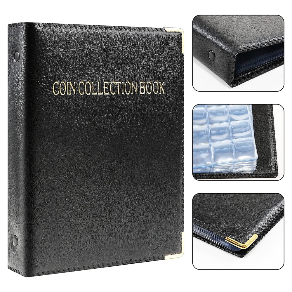 Album de colectie de monede, JWSWO, 360 buzunare cu 2 dimensiuni ...