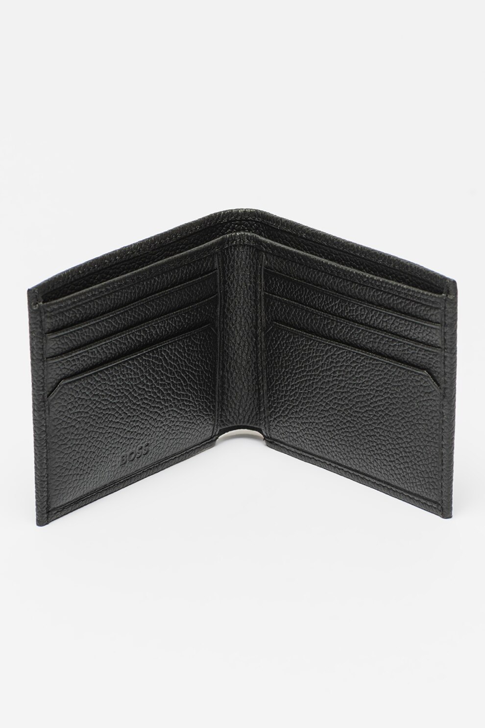 BOSS, Portofel din piele cu aspect texturat Highway, Negru - eMAG.ro