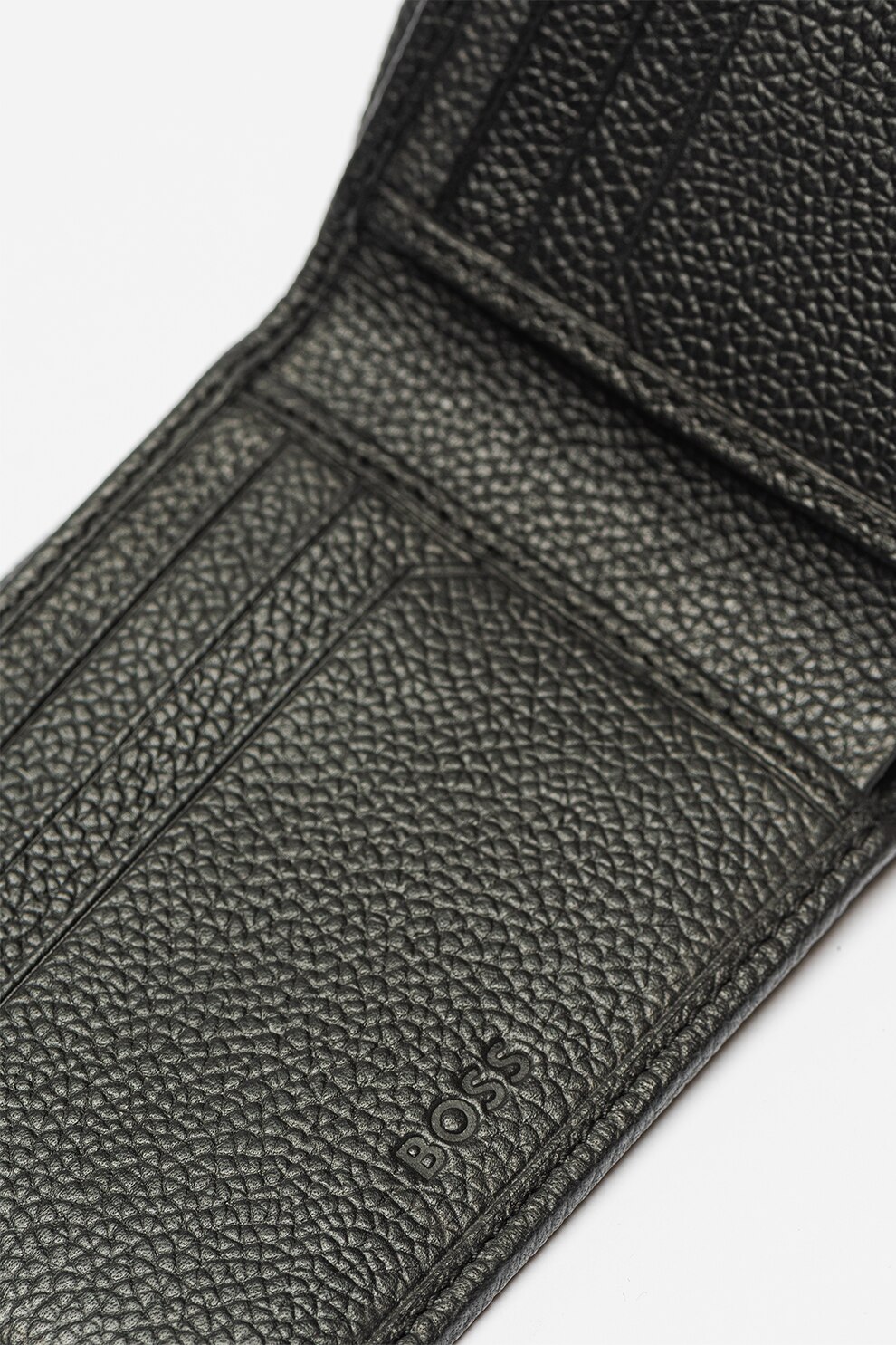 BOSS, Portofel din piele cu aspect texturat Highway, Negru - eMAG.ro