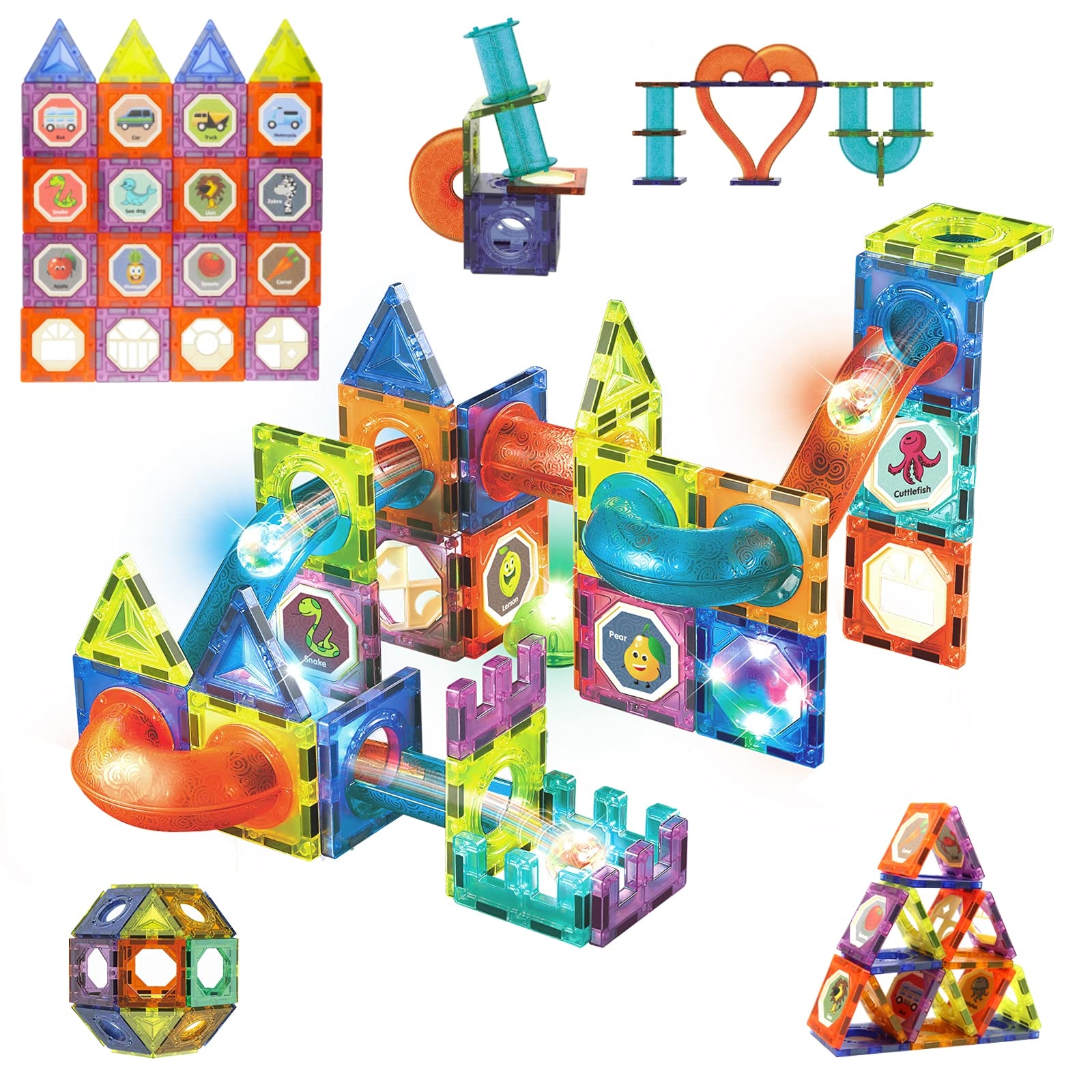 Set de Constructie Magic Light Magnets, Include 110 de Piese, Lumineaza ...
