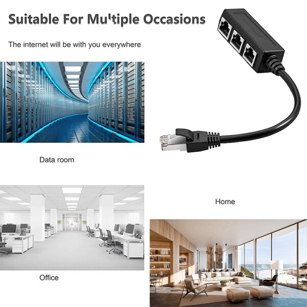 Удължителен кабел и разделител за споделяне Etherner Spliter 1 in 3 out ...