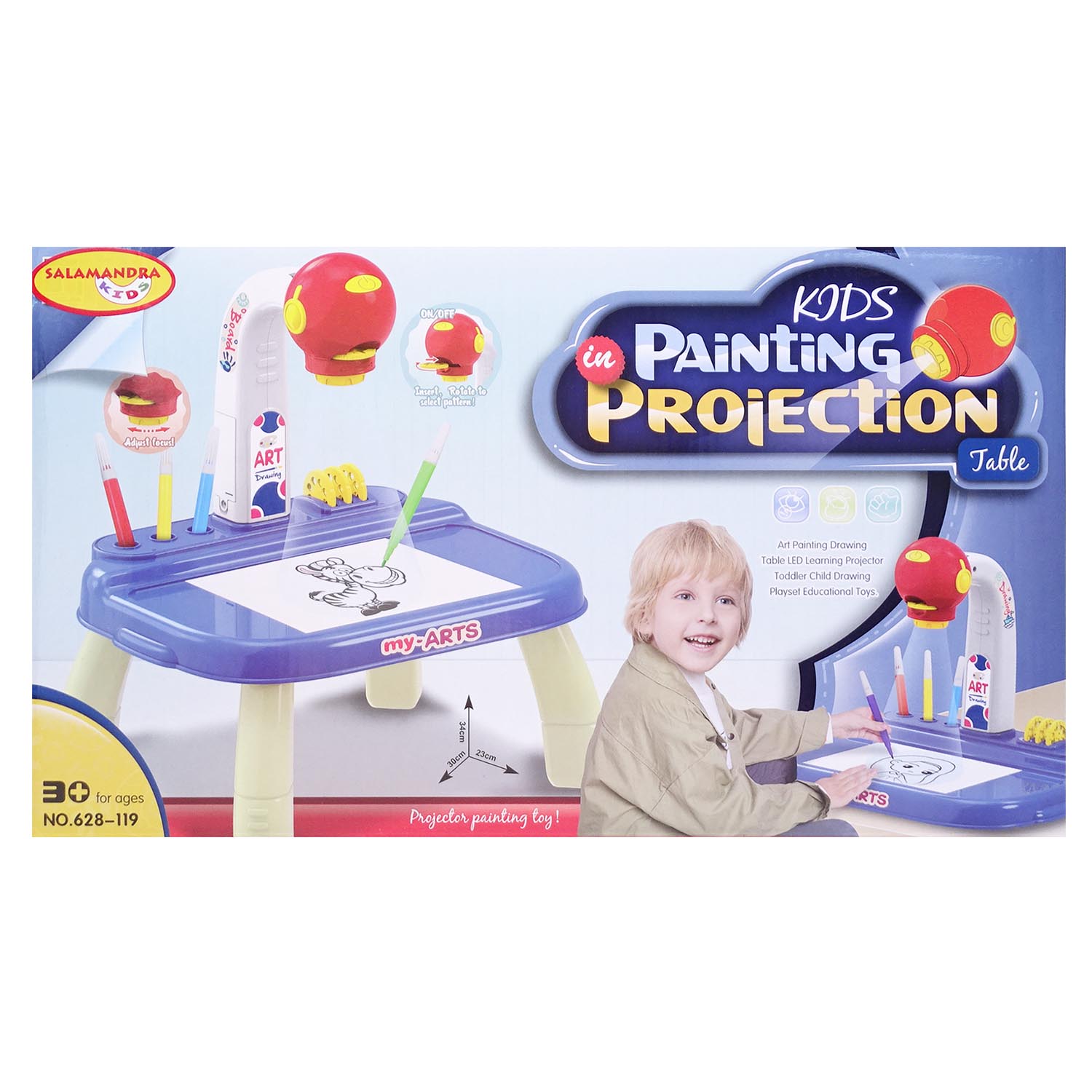 Tabla Albastra cu proiector 32 imagini, pentru copii, SALAMANDRA KIDS ...