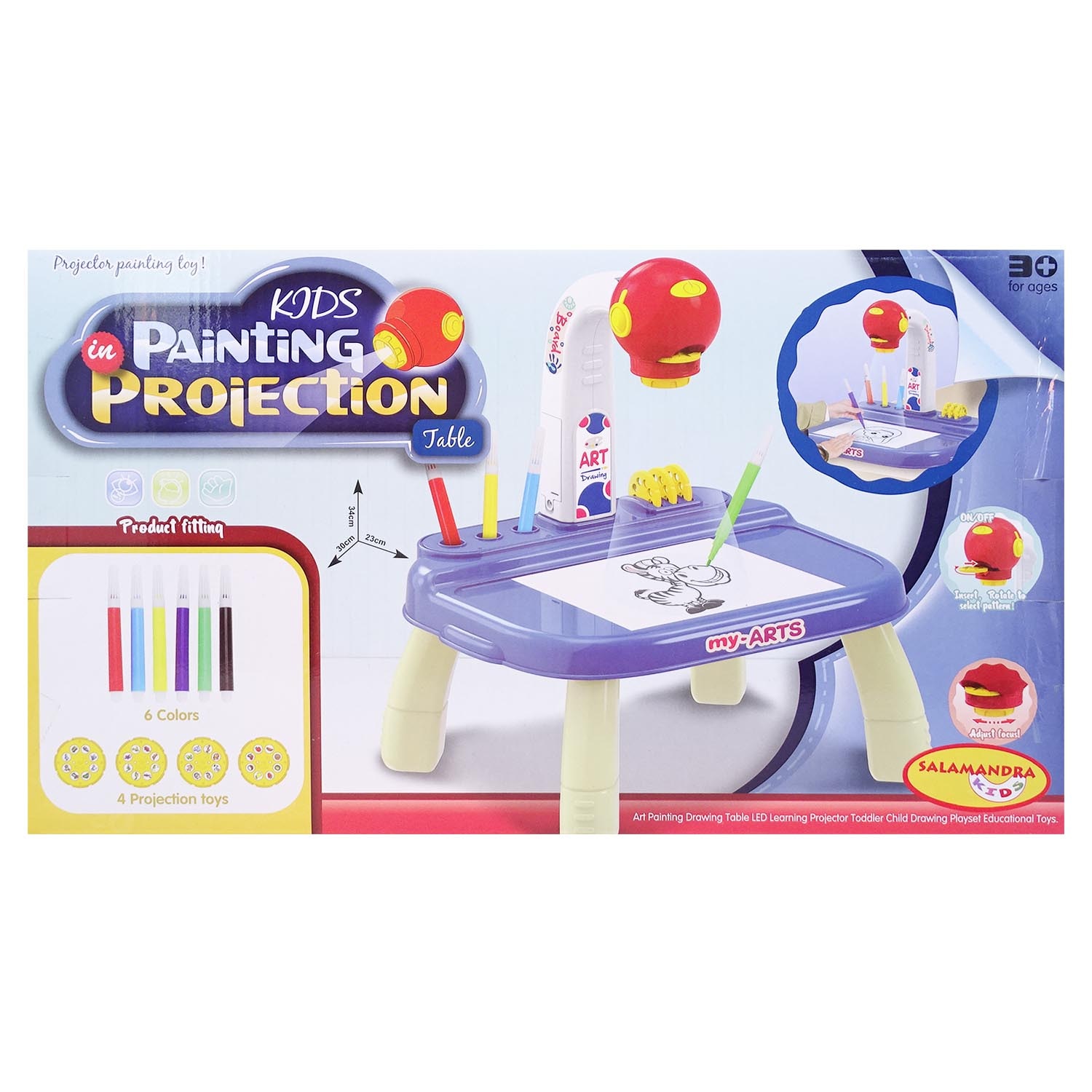 Tabla Albastra cu proiector 32 imagini, pentru copii, SALAMANDRA KIDS ...