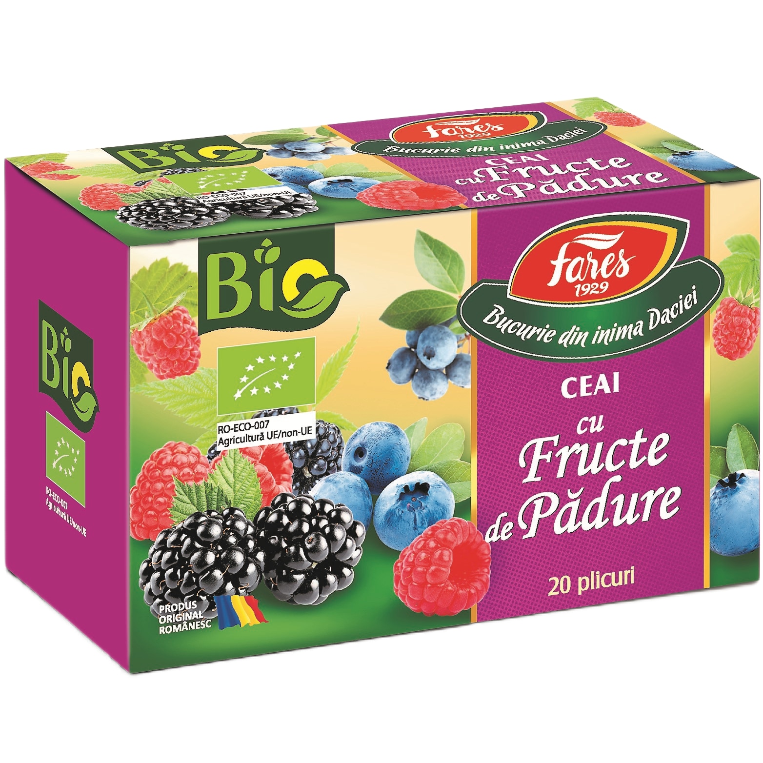 Ceai cu Fructe de Padure bio, 20 plicuri, Laboratoarele Fares - eMAG.ro