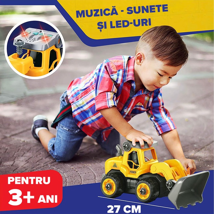 Set Masina de Jucarie 4 in 1 Pitikot®, STEM, RC cu telecomanda, sunete ...