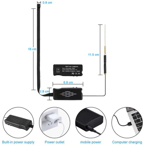 Устройство iUni IP20i Spy Camera Module, Wi-Fi, P2P, Вградена батерия ...