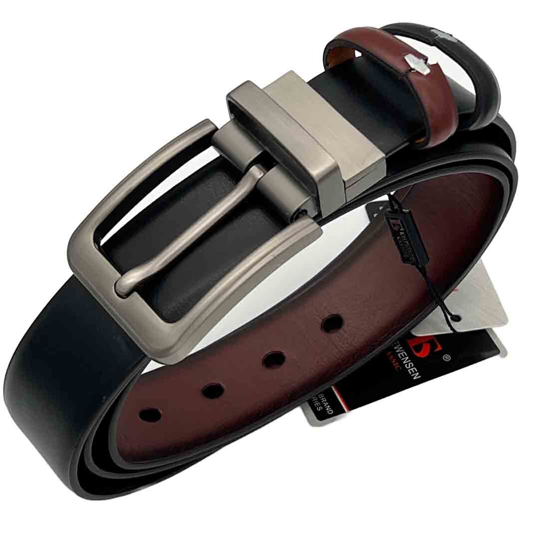 Curea pentru barbati din piele naturala, 2 fete, Catarama rotativa ...