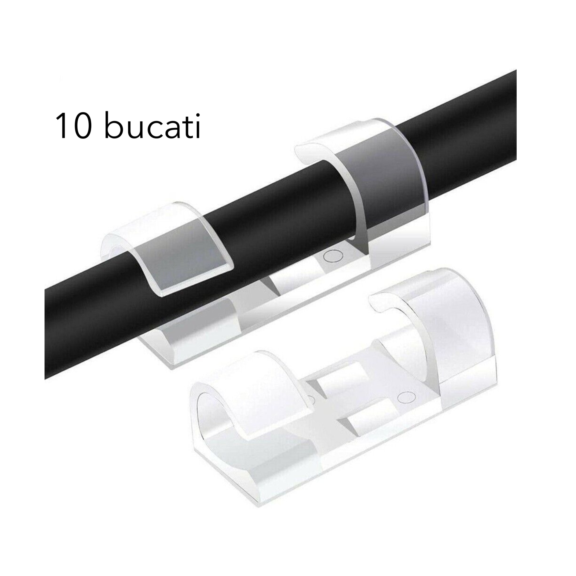 Set 10 cleme autocolante hard stick, pentru cabluri, Plastic ...