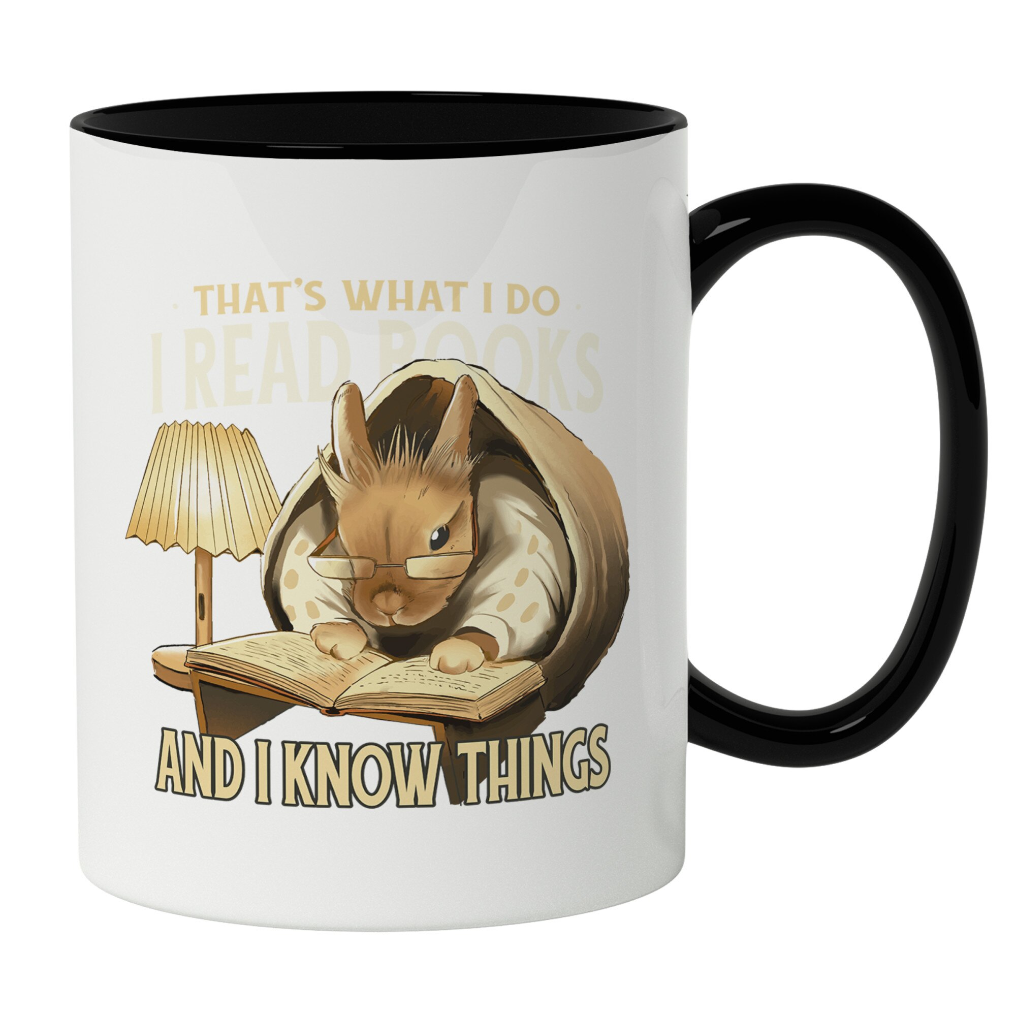 Cana Cu Iepure Mic Cu Ochelarii Citind, Text In Engleza That's What I ...