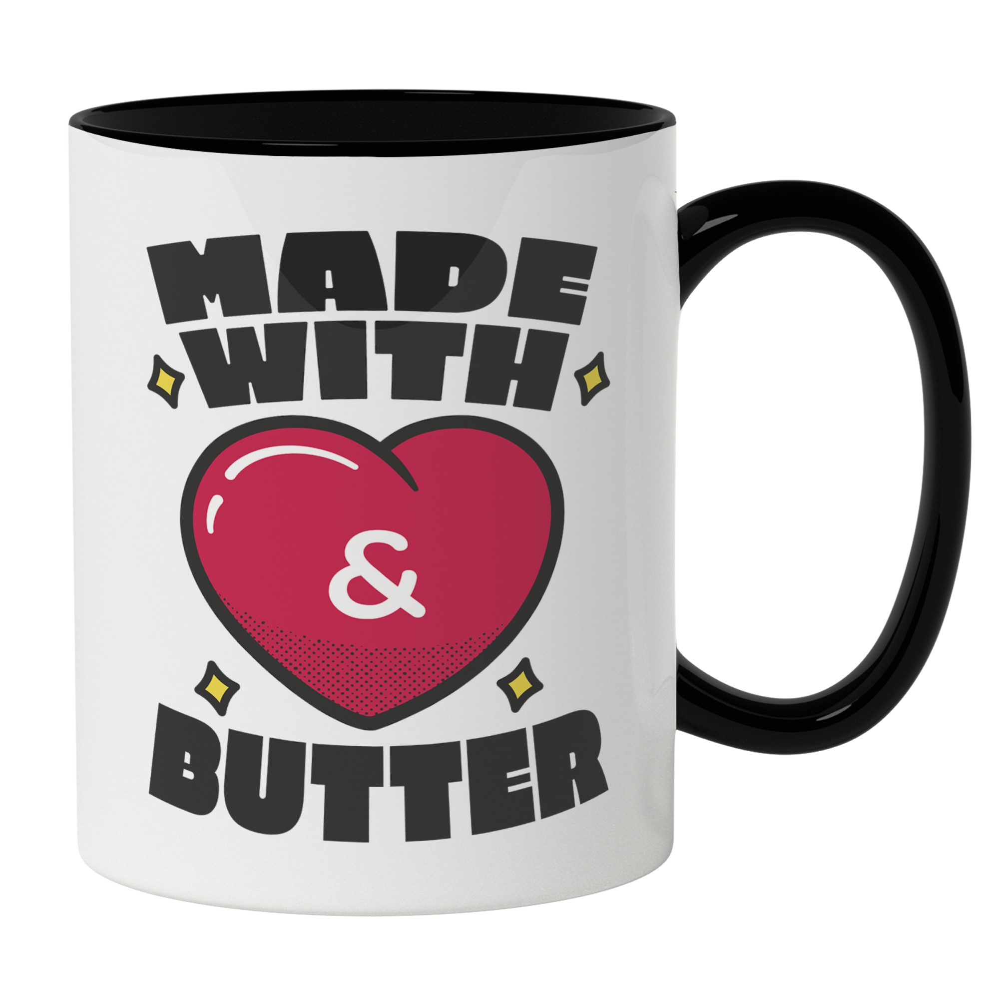 Cana Cu Inima Rosie, Mesaj In engleza Made With Butter, Meme, Iubitorii ...