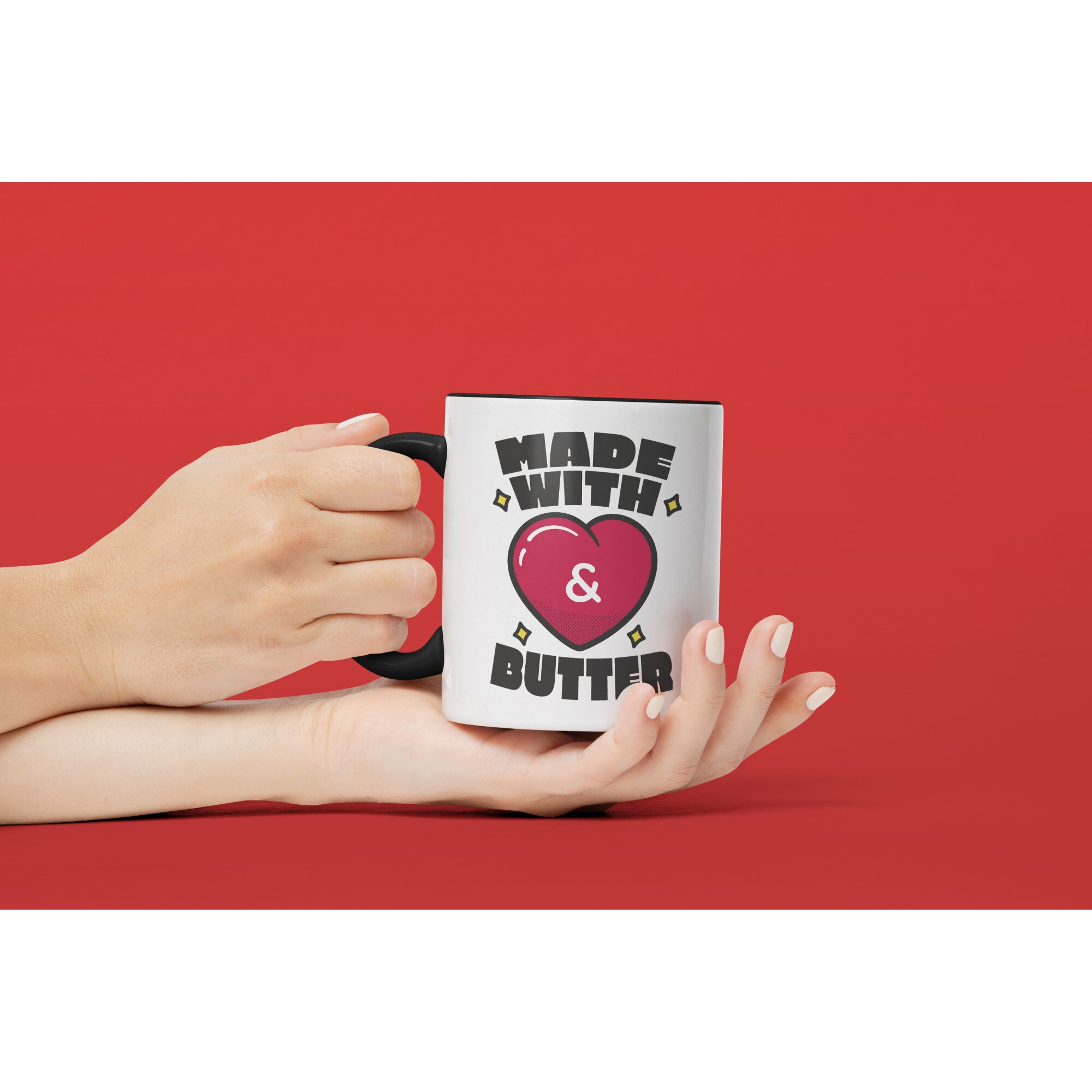 Cana Cu Inima Rosie, Mesaj In engleza Made With Butter, Meme, Iubitorii ...