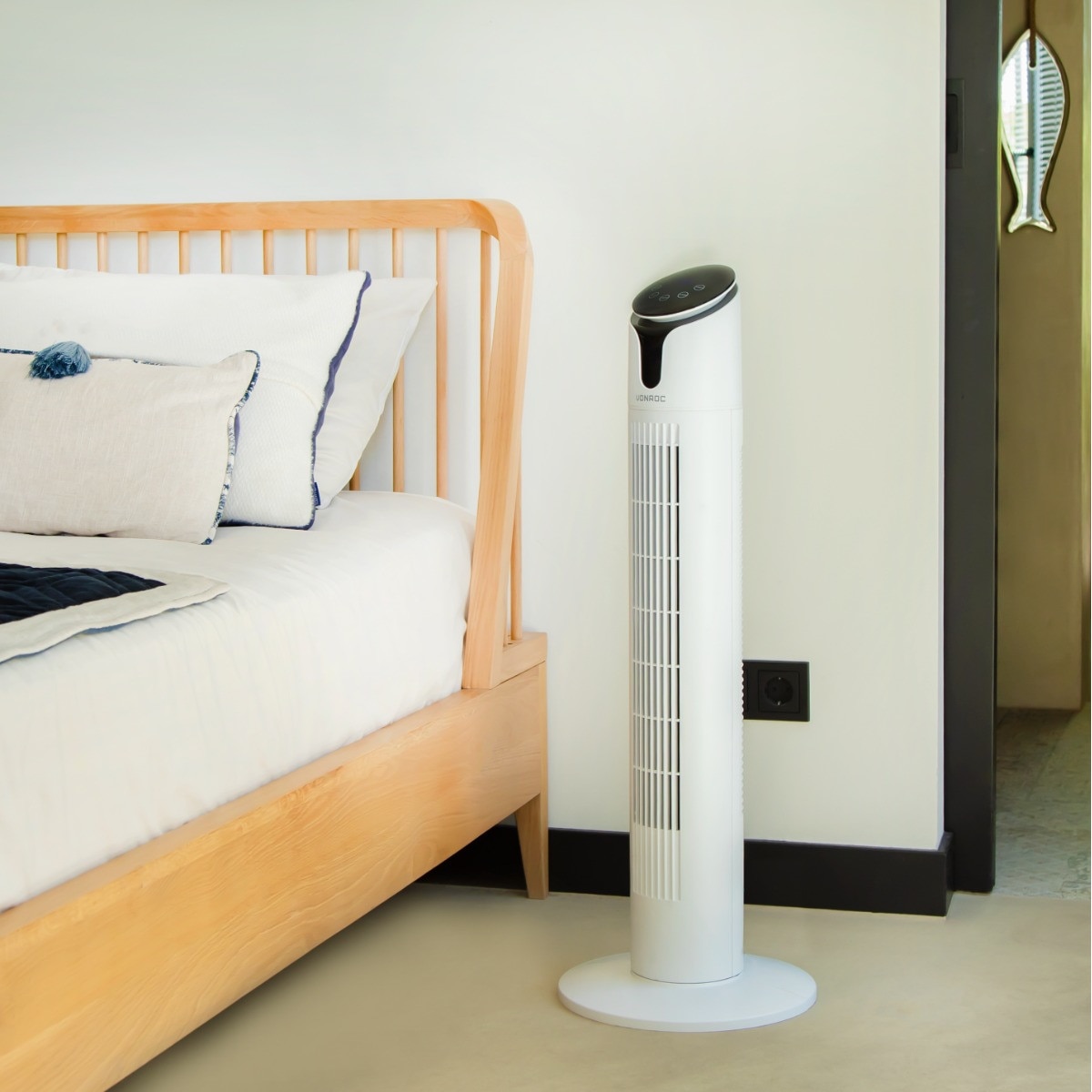 Toronyventilátor, VONROC, AF504AC_WHITE, elegáns, 86 cm, 3 ...